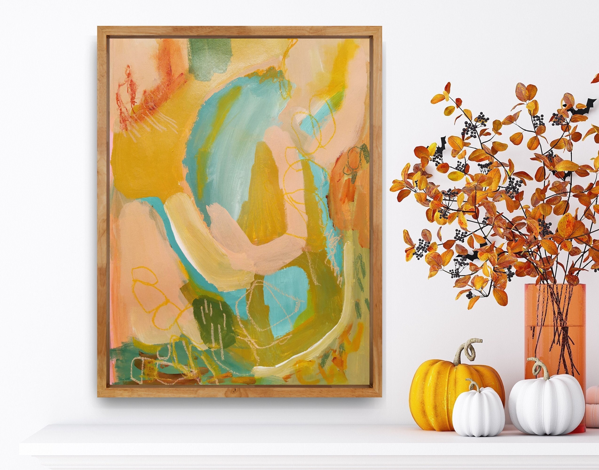 Warm Fall Colors Wall Art Abstract Painting Print Original Modern ...