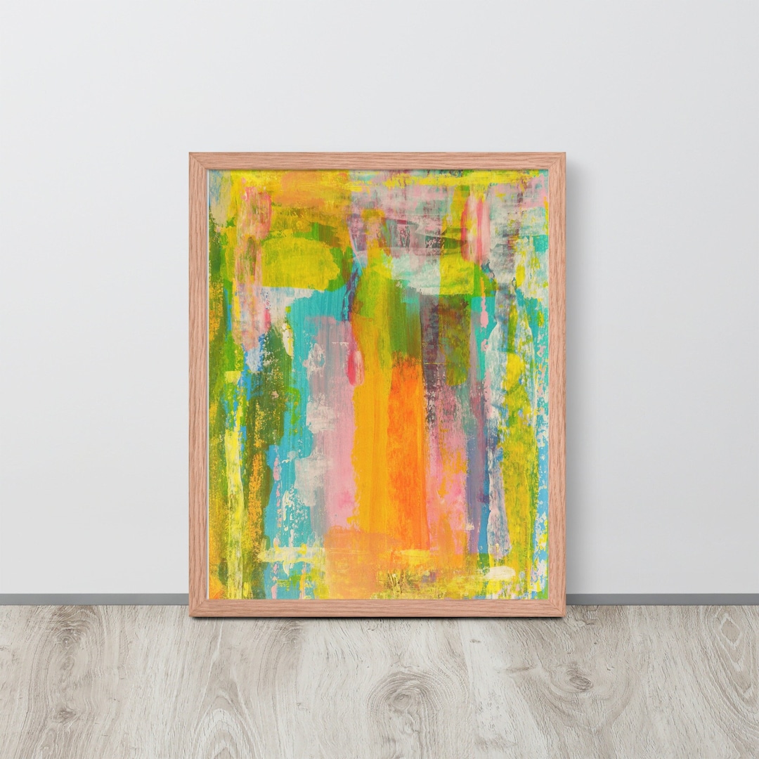 Bright Abstract Wall Art Framed Colorful Original Art Print - Etsy