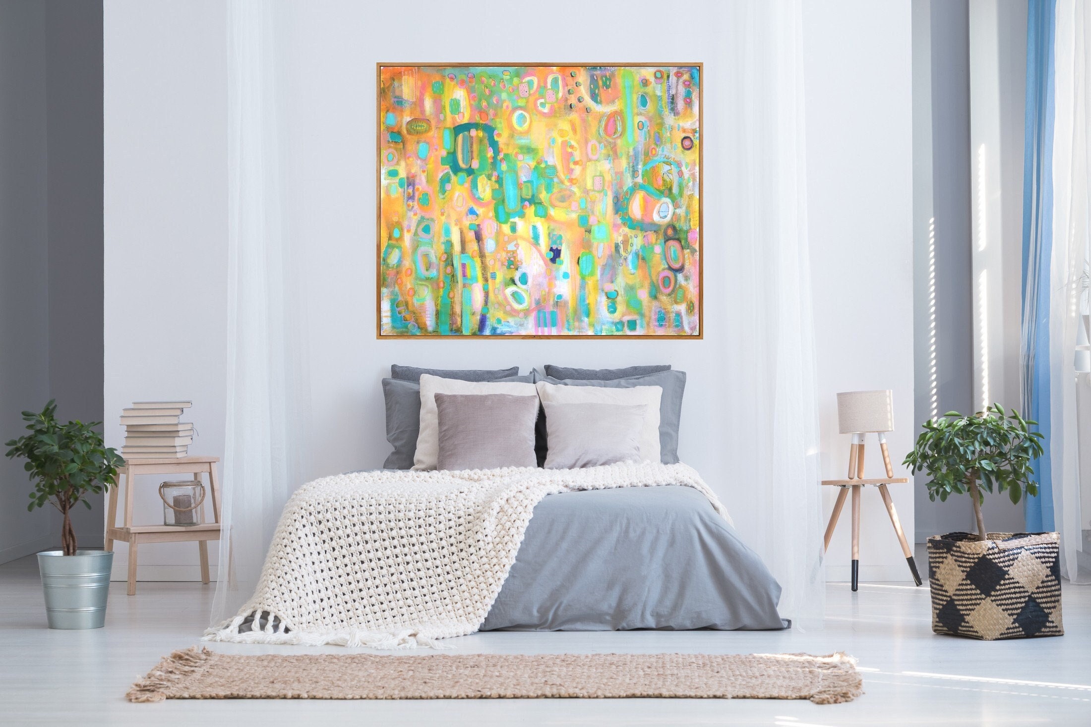 Large Abstract Print on Canvas - Colorful Modern Wall Art, Bright ...