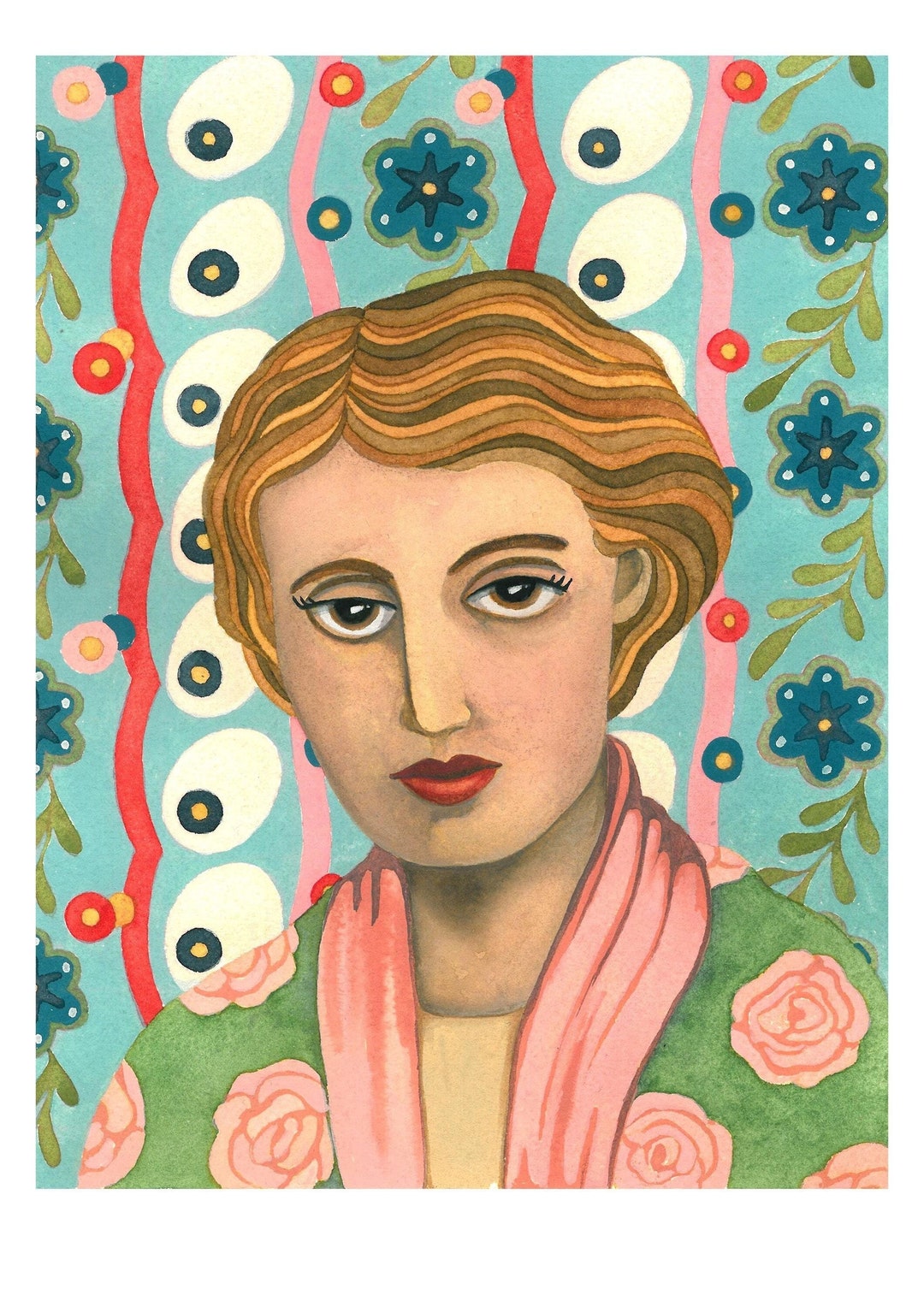 Virginia Woolf Art A4 Art Prints Illustrated Art Print Hand Painted ...