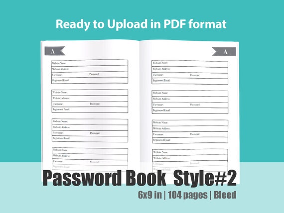 Password Logbook Interior Style2 With Alphabetically Tabbed - Etsy