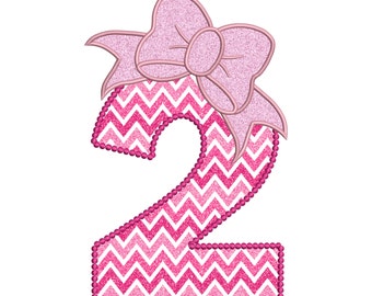 5 Birthday Applique Cute Bow 5th Number Instant Digital | Etsy