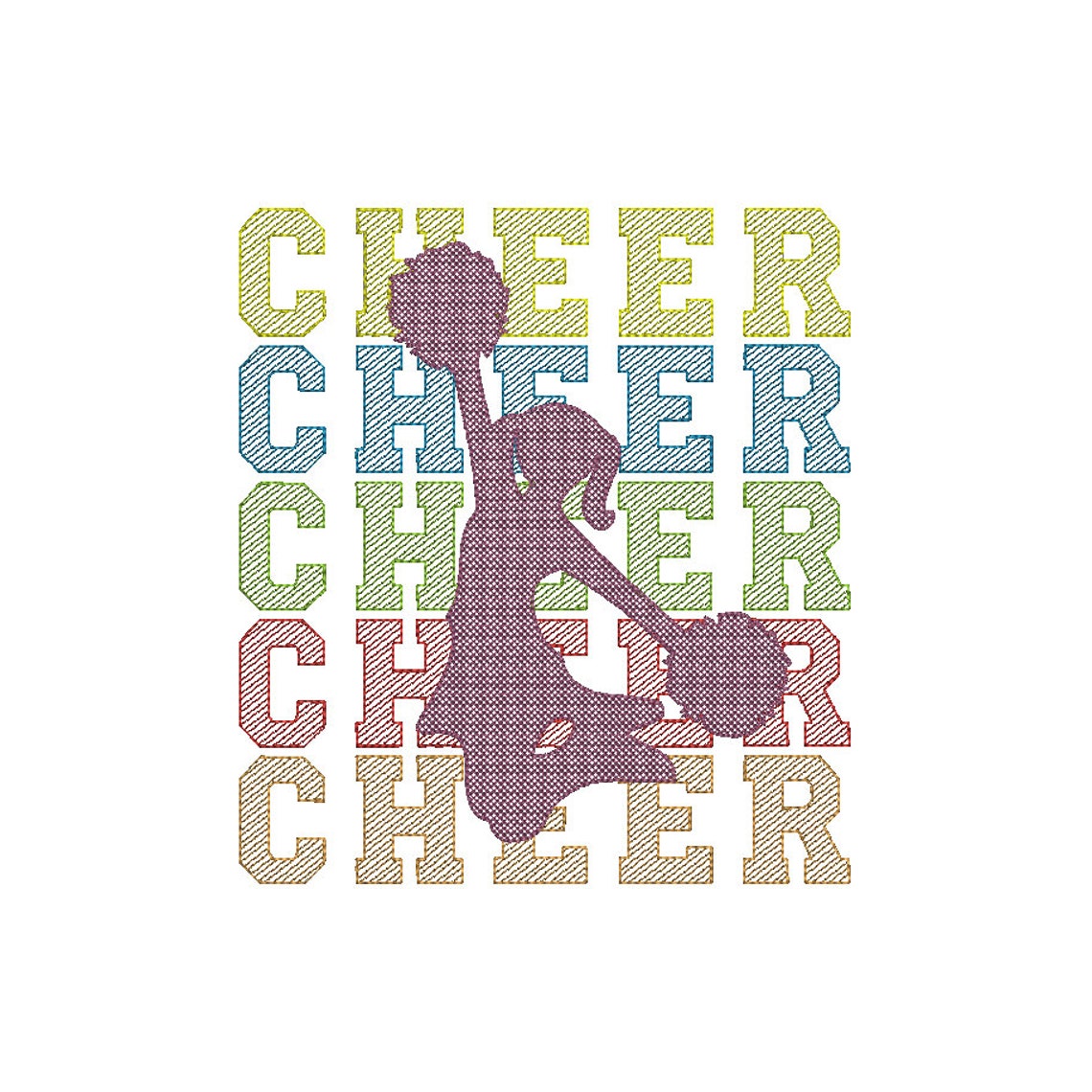 Cheer Cheerleading Vintage Stitch Embroidery Design Download - Etsy
