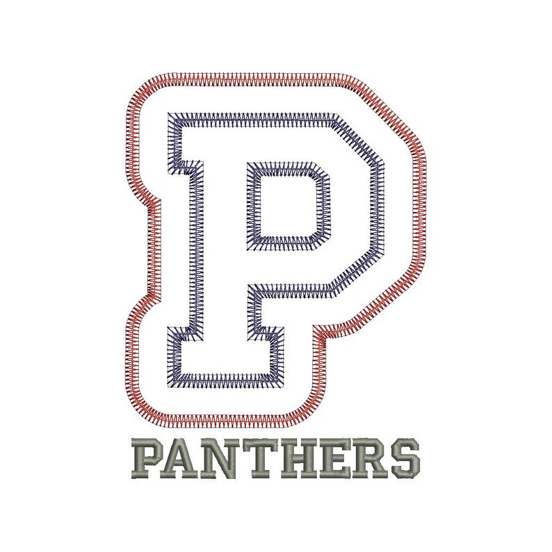 Panthers Varsity Letter Football Applique Embroidery Design - Etsy