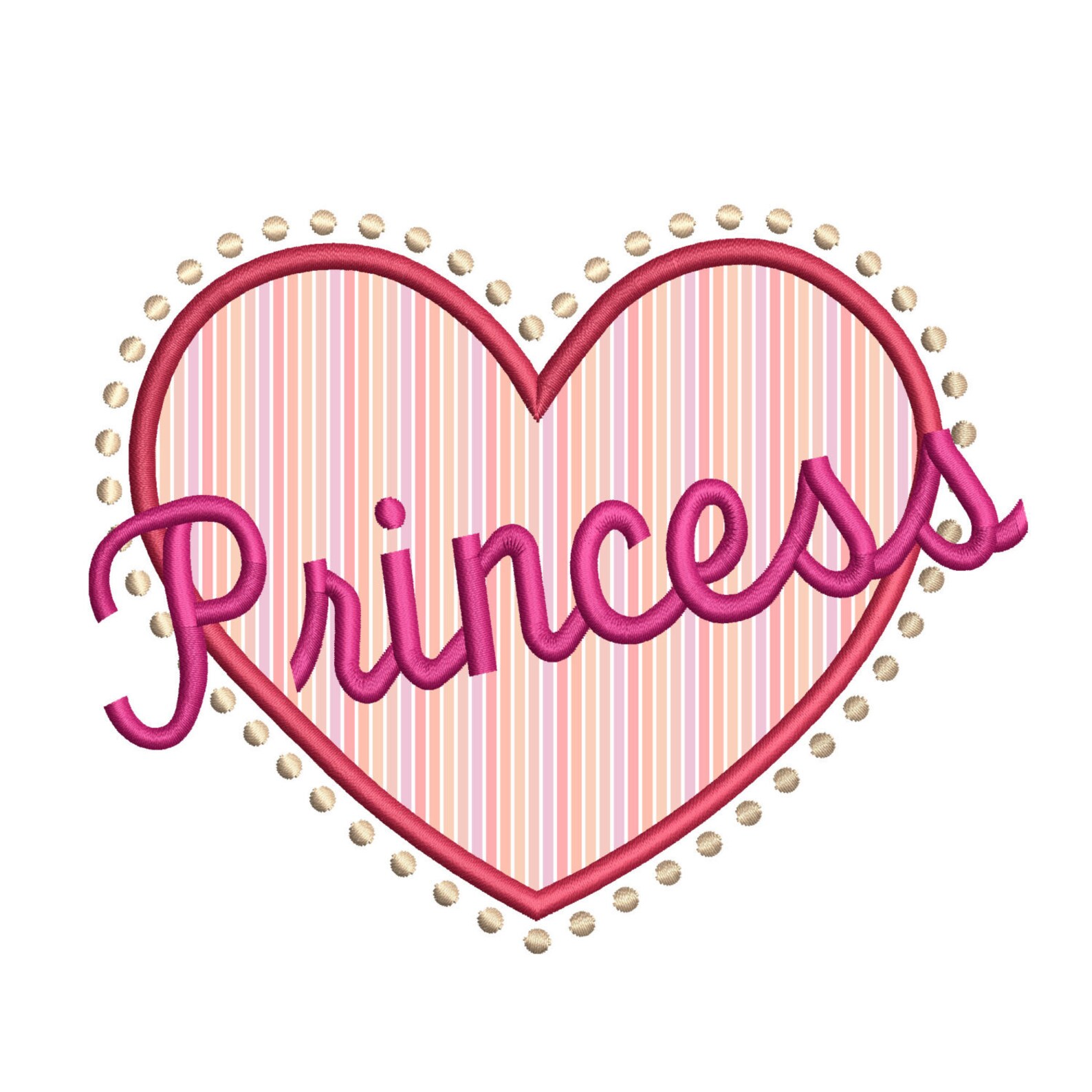 Princess Applique Love Heart Embroidery Design Instant Download ...