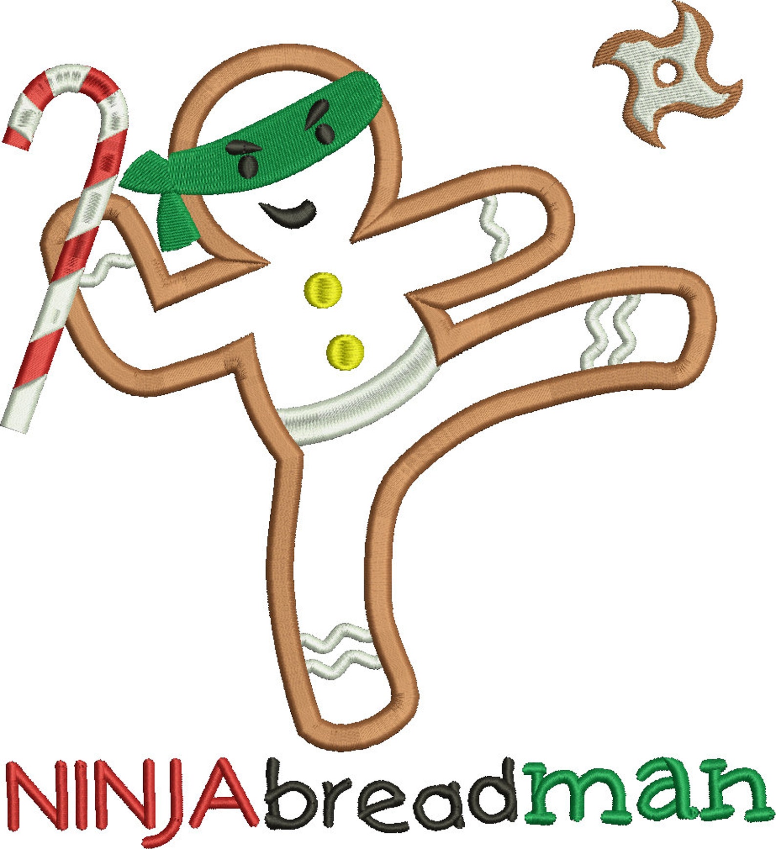 Christmas Ninja Bread Man Applique Gingerbread Man Applique - Etsy