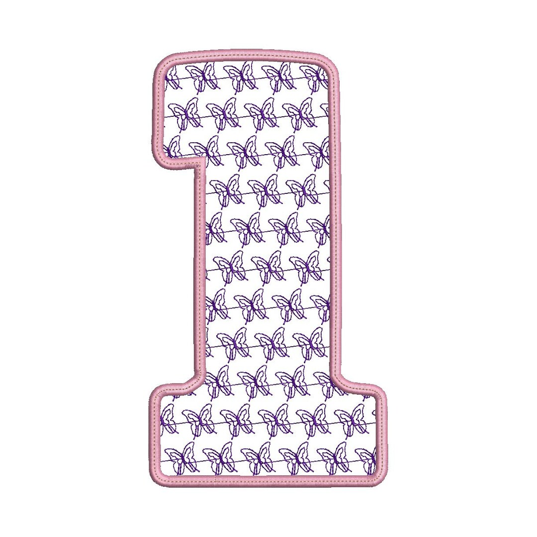 1 Birthday Applique Cute Butterfly 1st Number Instant Digital Download ...
