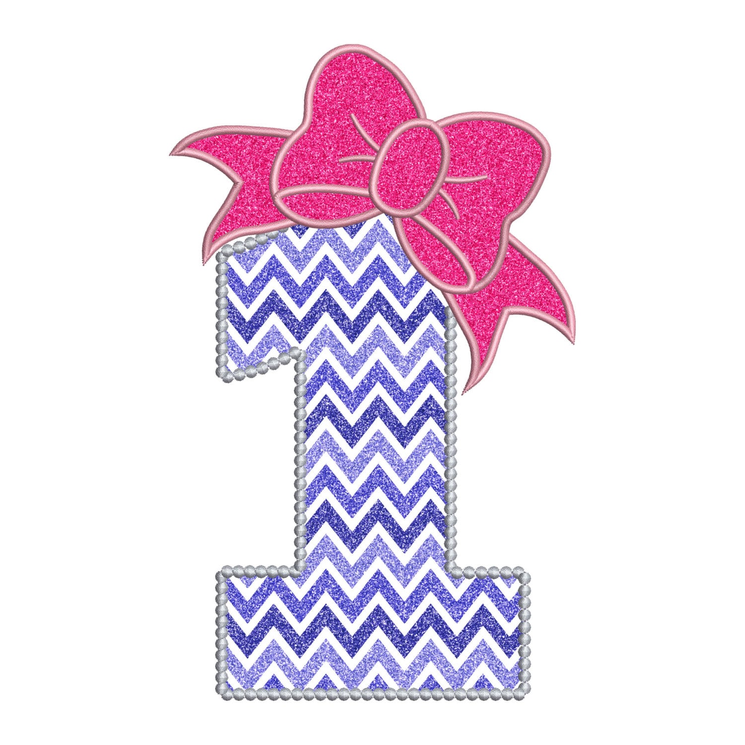 1 Birthday Applique Cute Bow 1st Number Instant Digital Download Stitch ...