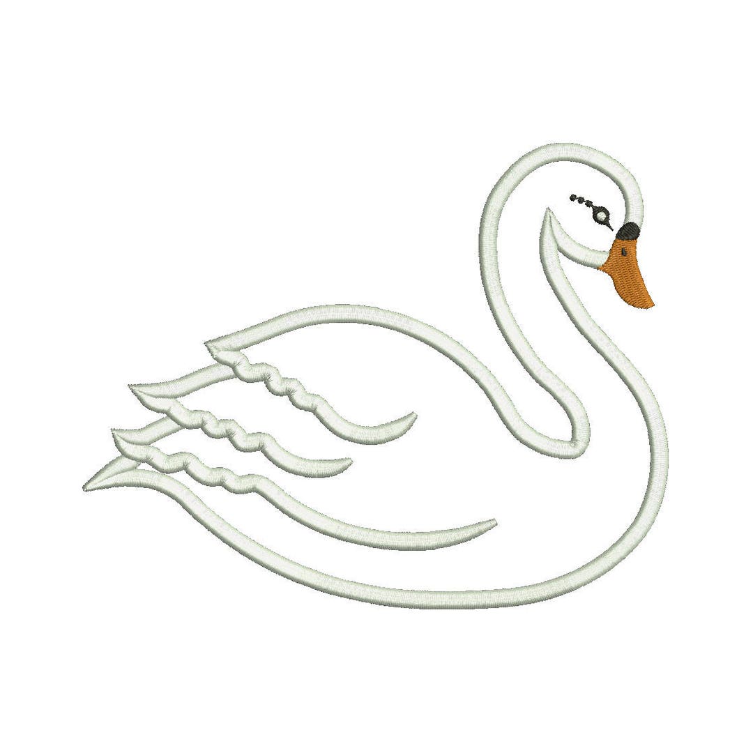 Swan Applique Embroidery Design Download Stitch Design - 0233 - Etsy