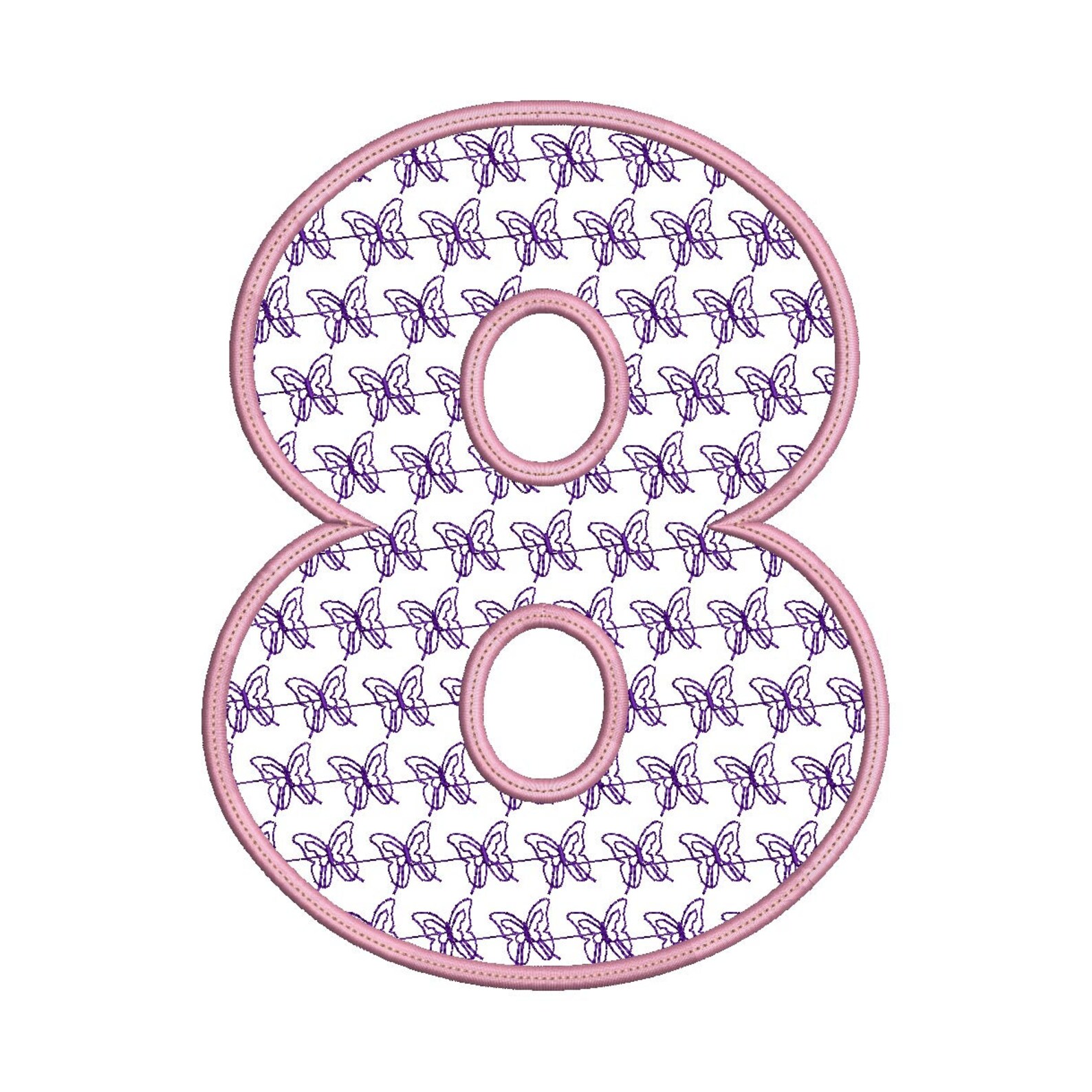 8th Birthday Applique Cute Butterfly 8 Number Instant Digital Download ...