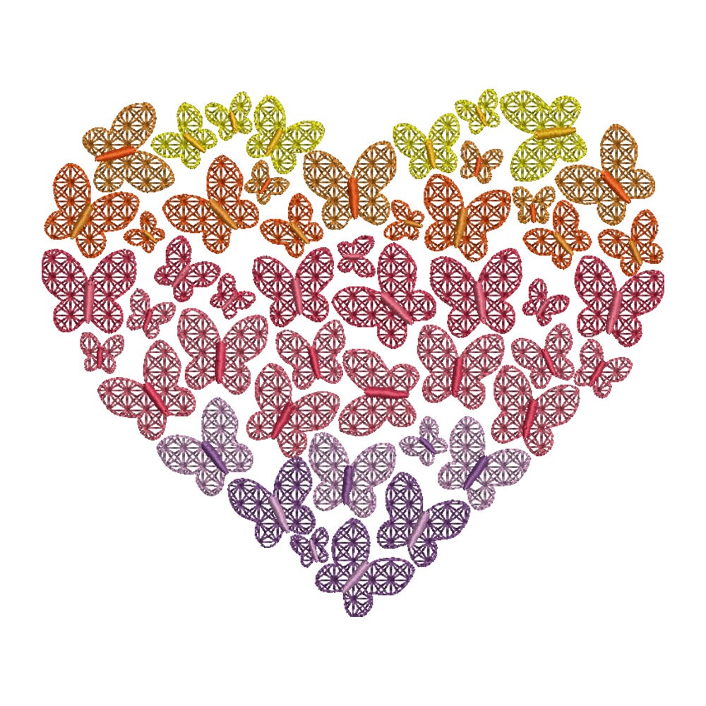Butterfly Love Heart Embroidery Design Download Stitch Design - 0005 ...
