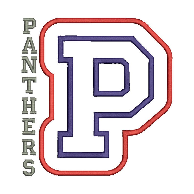 Panthers Varsity Letter Football Applique Embroidery Design - Etsy
