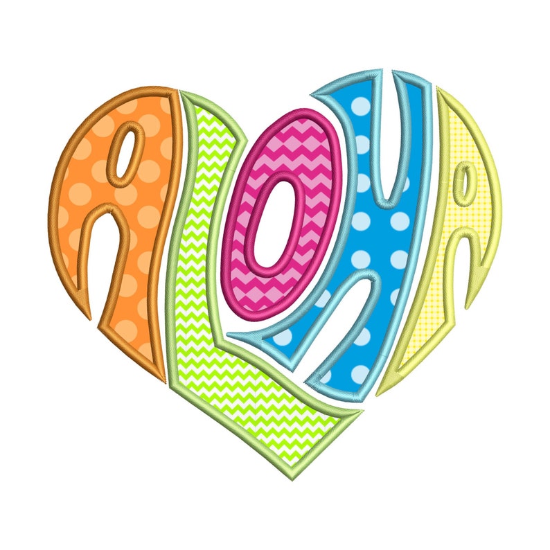 Summer Aloha Love Heart Applique Embroidery Design Download - Etsy