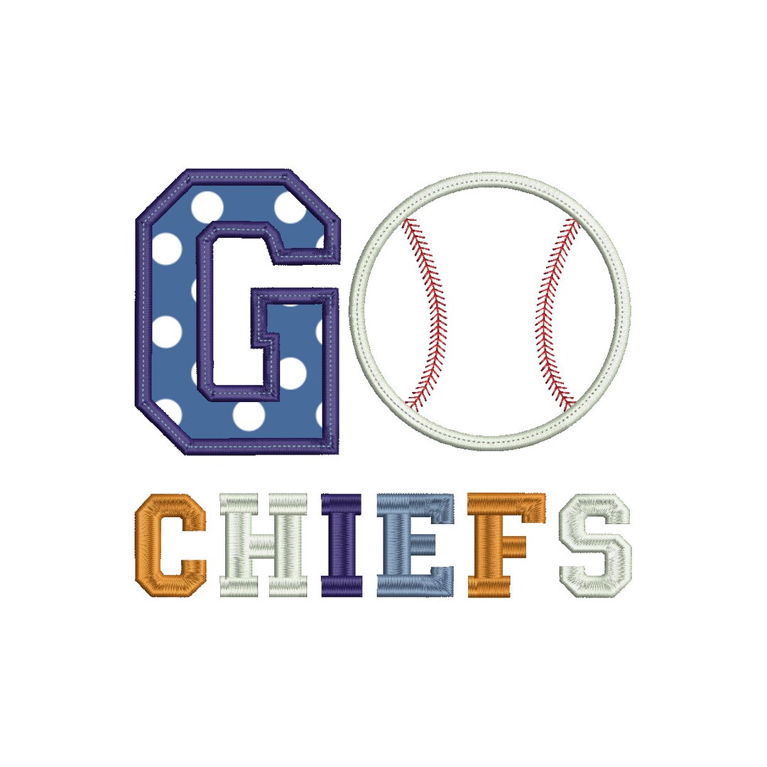 Chiefs Baseball GO Applique Embroidery Design Download Stitch Design ...