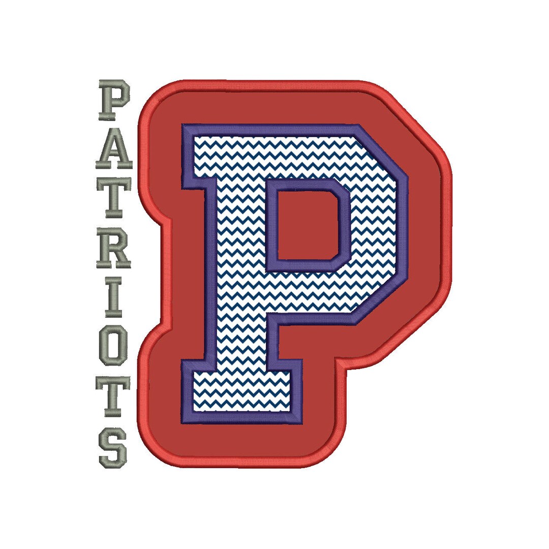 Patriots Varsity Letter Football Applique Embroidery Design Download ...