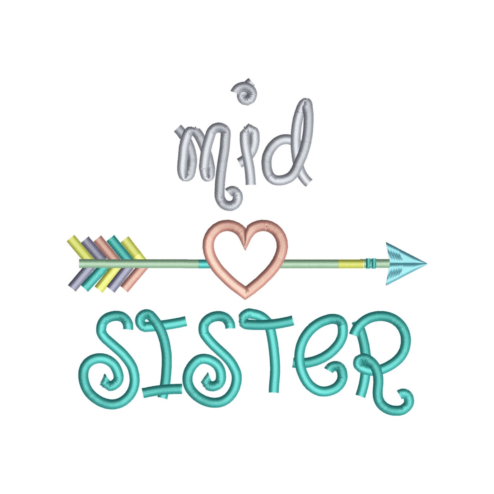 Sister Design Pack - Big Sister, Middle Sister, Little Sister Applique ...