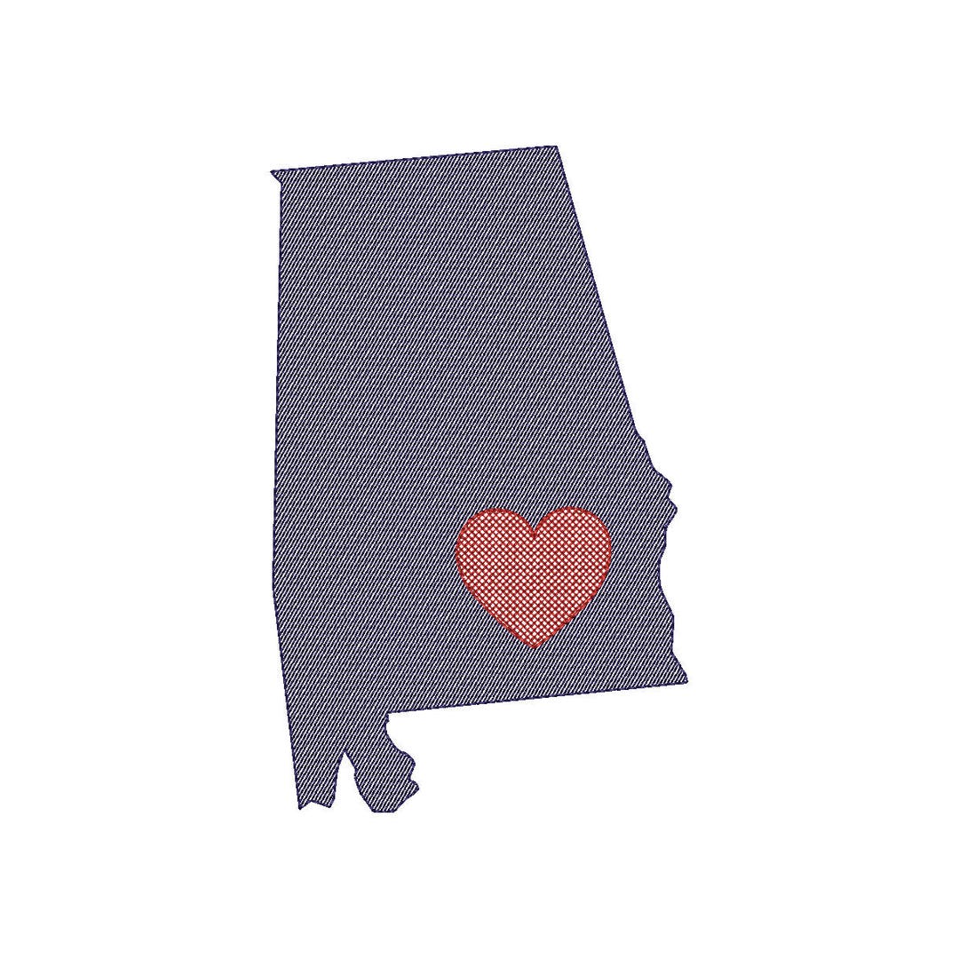 Alabama Love State Embroidery Instant Digital Download Vintage Stitch ...