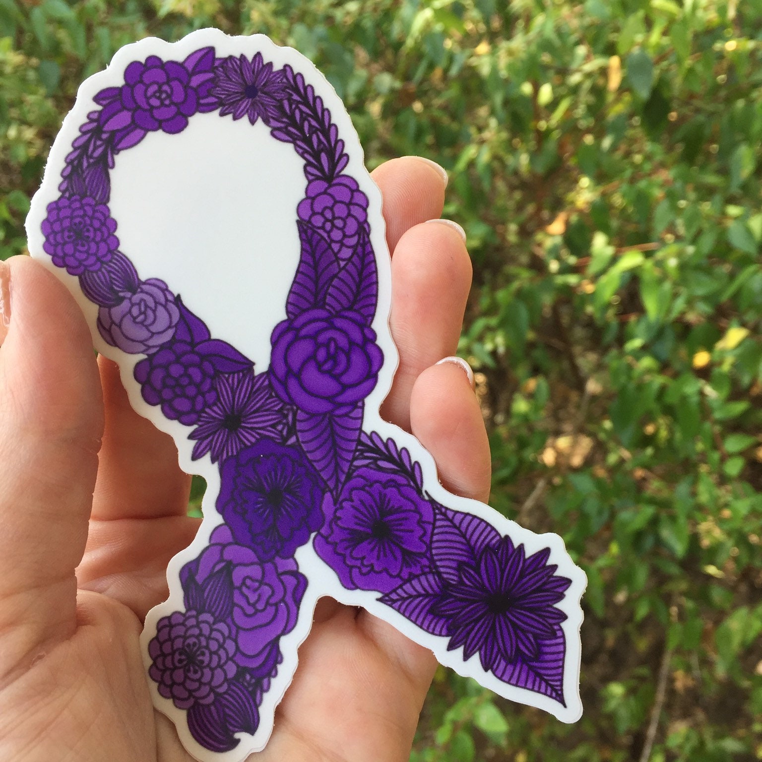 Crohns Ribbon Sticker. Floral Purple Ribbon Sticker. Cancer - Etsy