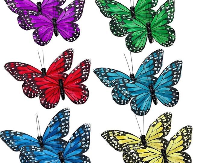 12 3 Pastel Glitter Feather Butterflies, Pastel Baby Cake Topper, Craft ...