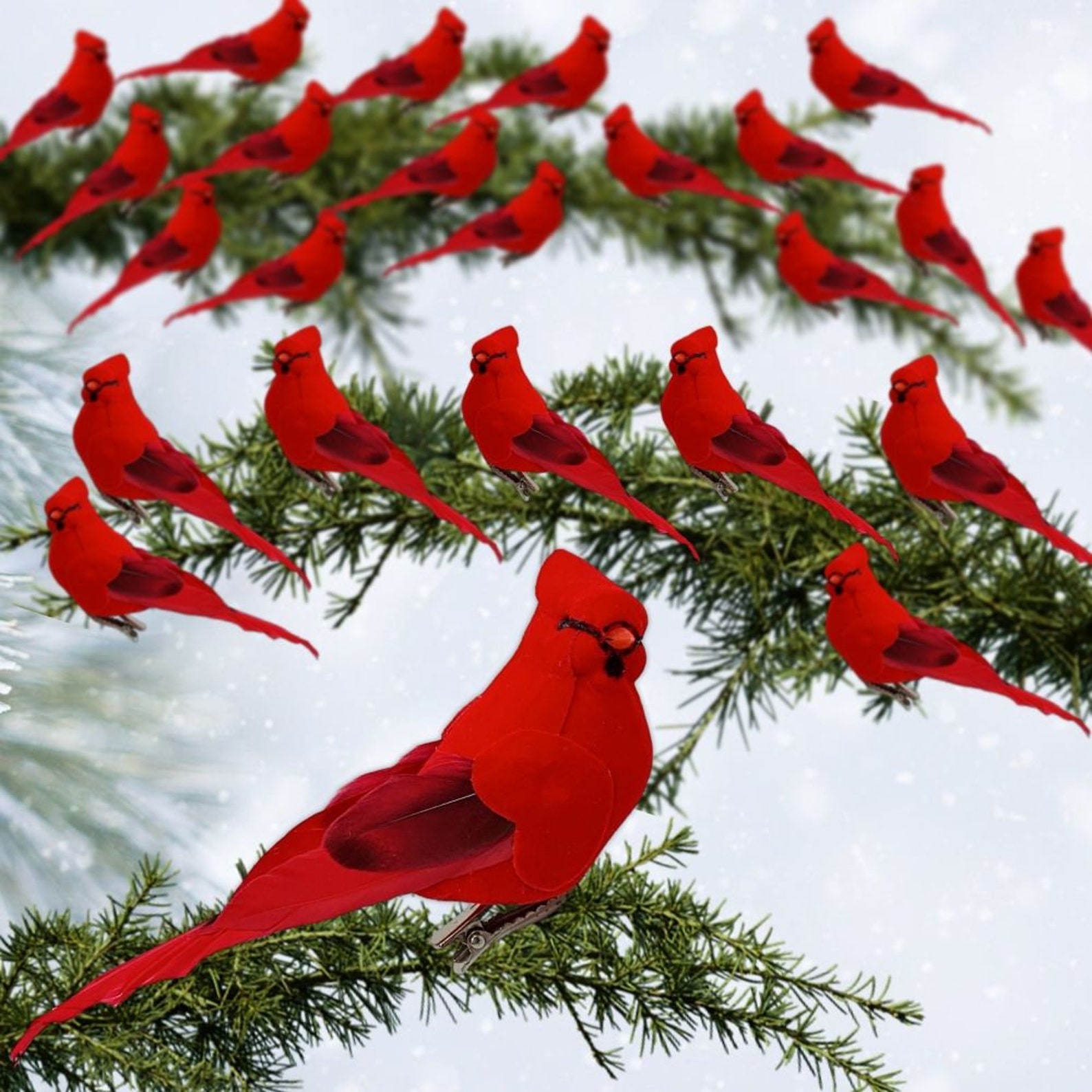 Cardinal Christmas Tree Ornaments Clip on Decorations Red - Etsy