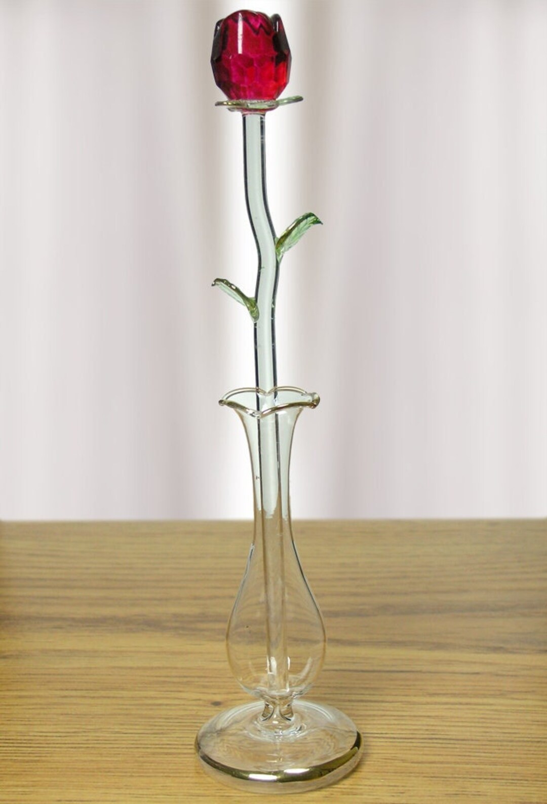 Crystal Red Rose in Bud Vase I Love You Accessory Husband Wife ...