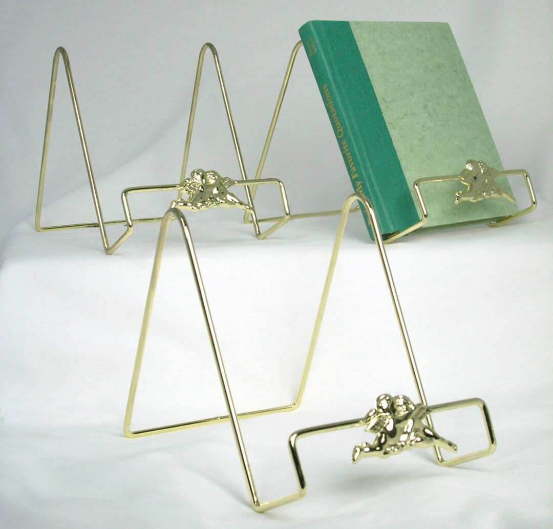 Angel Easel Plate Display Stand Holders Smooth Brass Metal With Cherub ...