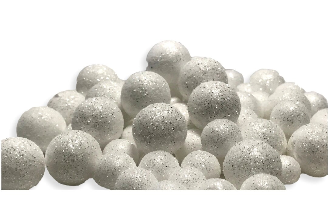 White Glittered Foam Balls Approximately 500 Pcs Filler Decorative ...