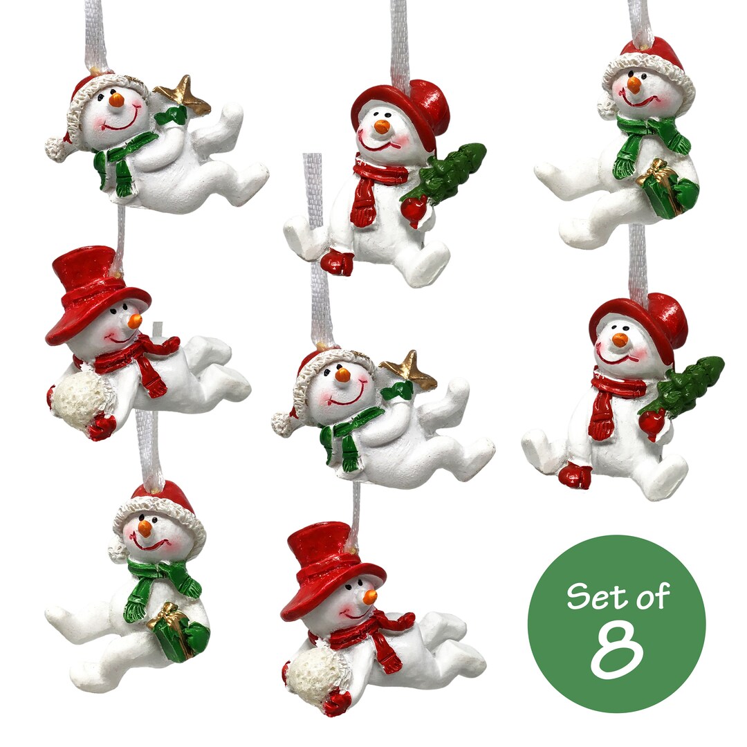 Snowman Christmas Ornaments Set of 8 Holiday Decorations - Etsy