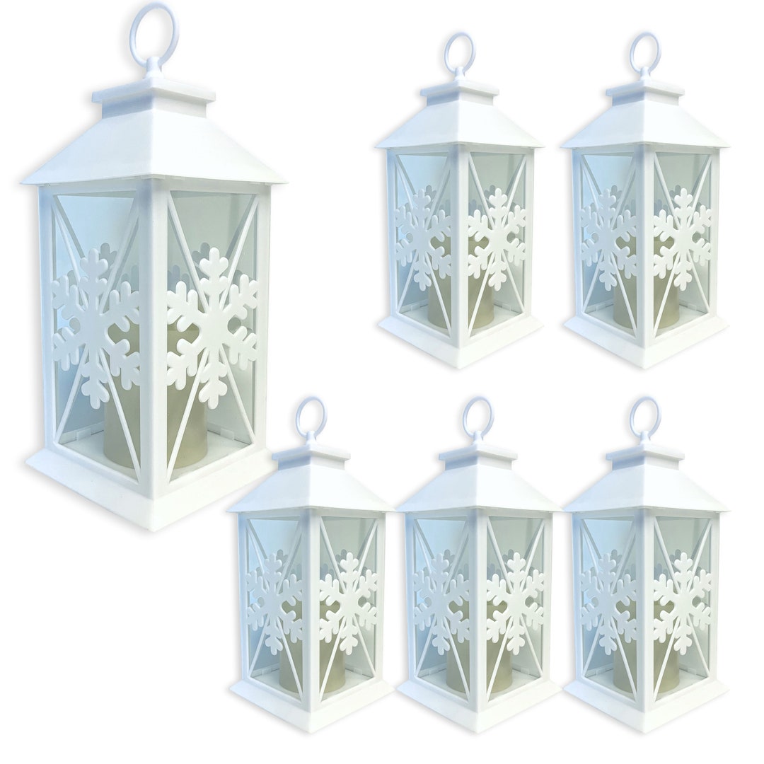 LED Snowflake White Lanterns With a Snow Flake Design Lighted - Etsy