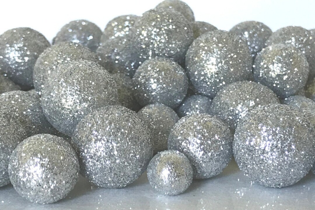 Silver Glittered Foam Balls Approximately 500 Balls Filler Decorative ...