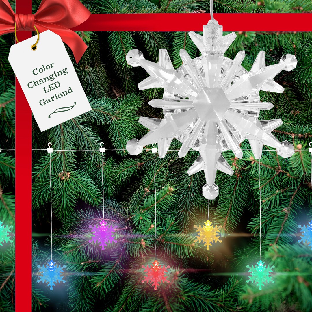 Lighted Color-changing Snowflake Garland Hanging Christmas - Etsy