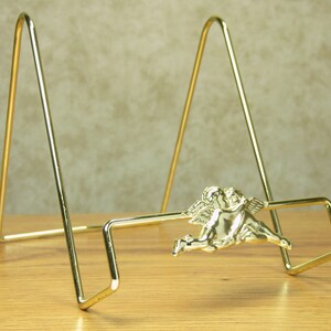 Angel Easel Plate Display Stand Holders Smooth Brass Metal With Cherub ...