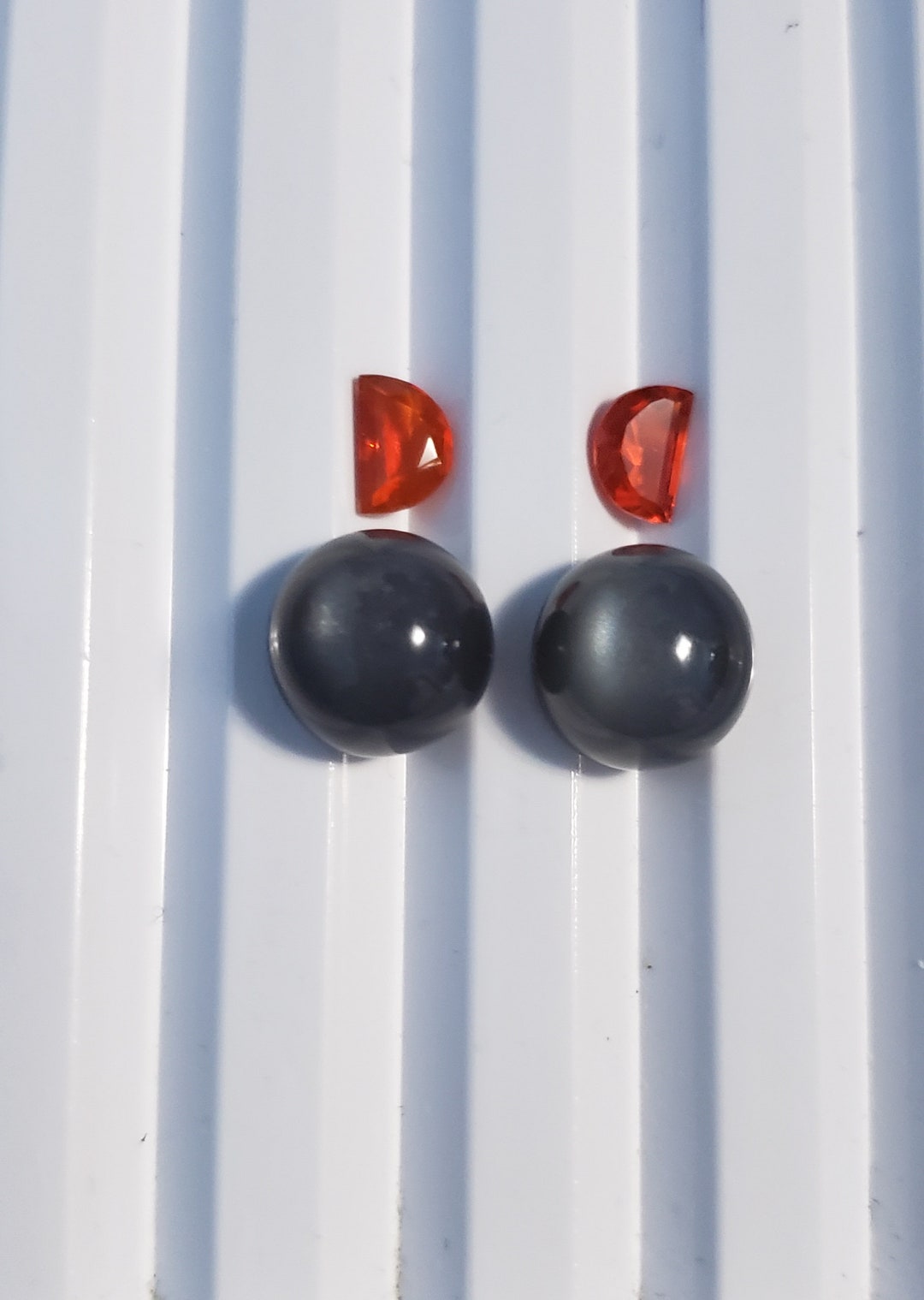 Black Moon Stone and and Half Moon Fire Opals Set of Loose Stones - Etsy
