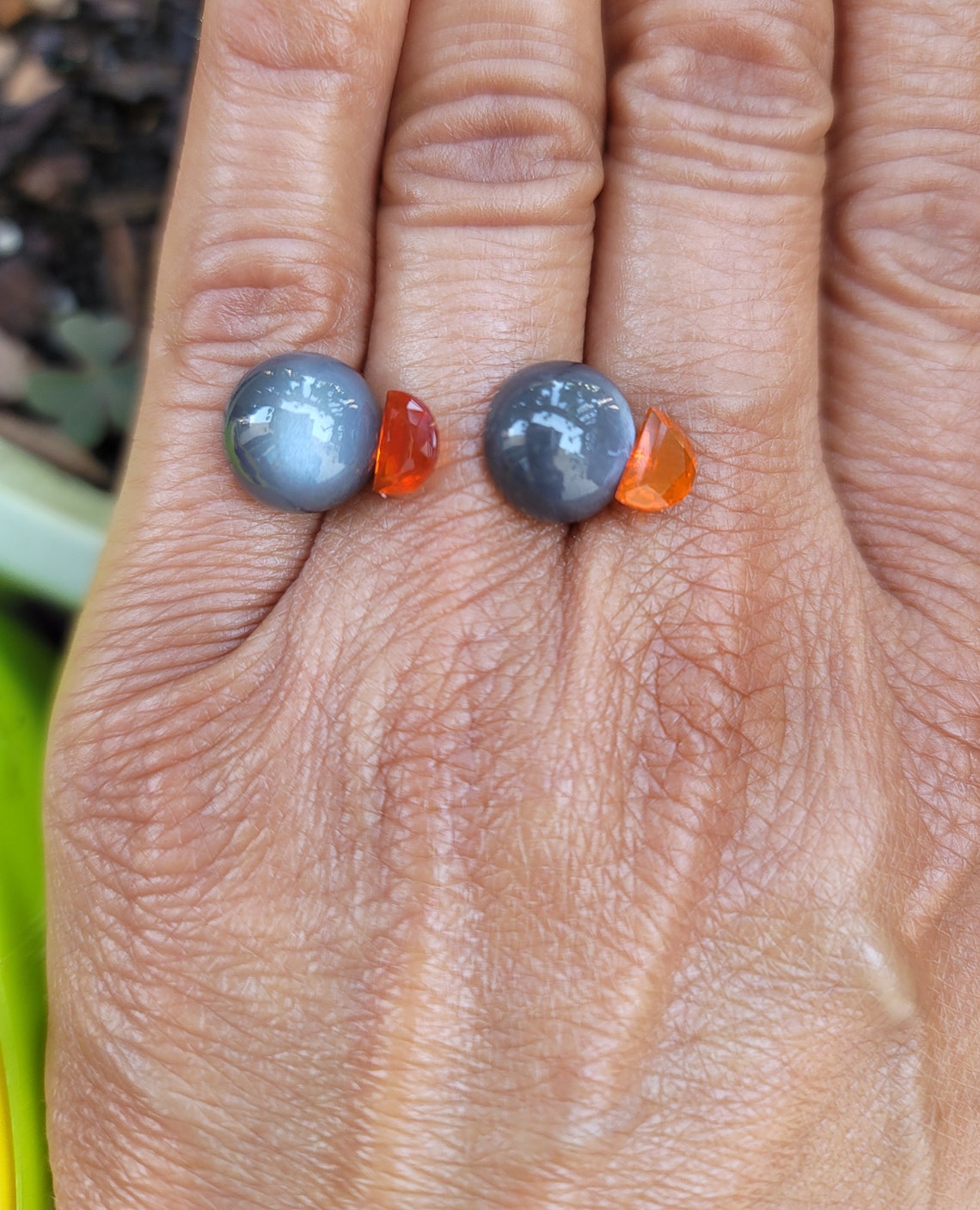 Black Moon Stone and and Half Moon Fire Opals Set of Loose Stones - Etsy