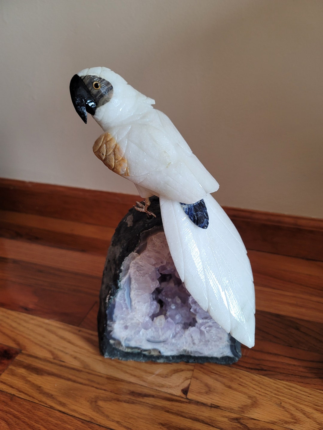Home and Desktop Decoration Stone Parrot in Amethyst Cathedral - Etsy