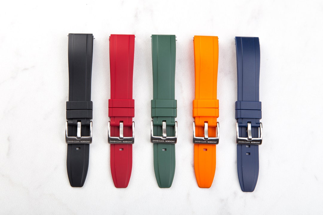 FKM Rubber Watch Strap 20mm 22mm With Quick Release Spring Bars and ...