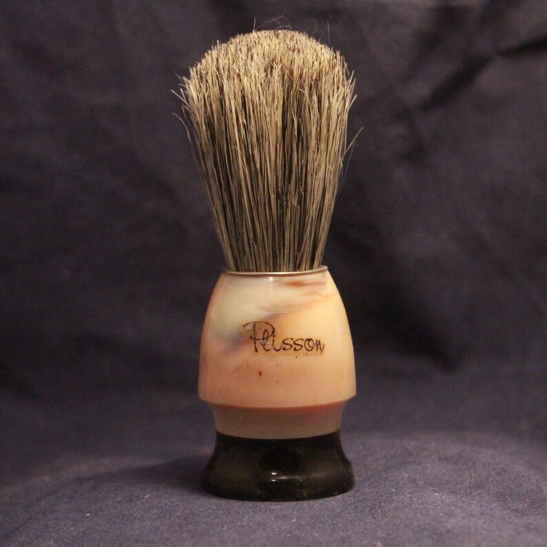Vintage PLISSON Shaving Brush NOS Natural Bristle plastic | Etsy