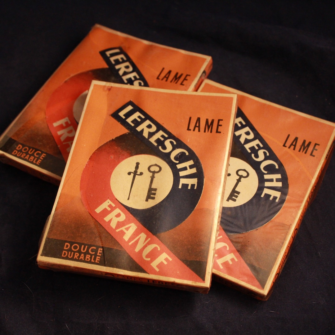 Vintage Display Outer of 10 NOS Packs of LERESCHE Safety Razor Blades ...