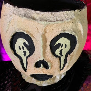 Haunted Ghost Vintage Style Papier-mâché Halloween Treat Bucket Folk ...