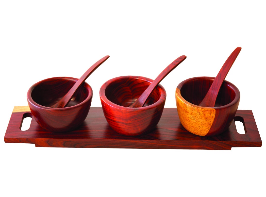 Triple Cup and Spoon of Cocobolo Spice Bowl Set - Etsy
