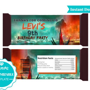 Godzilla Vs. Kong Water Bottle Label | King of Monsters | Party Favor ...