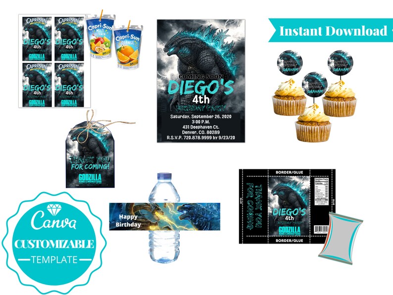 Godzilla Welcome Sign Godzilla Birthday King of Monsters | Etsy