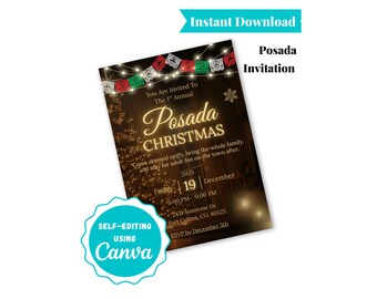 Posada Navideña Invitation Template, Editable & Printable Mexican ...