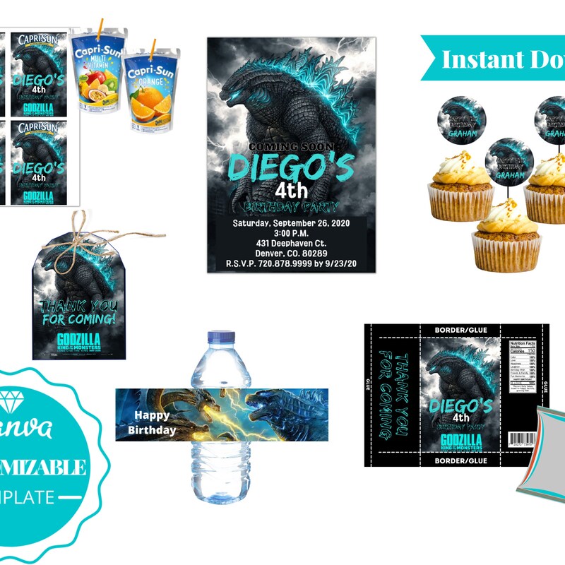 Godzilla Printables - Etsy