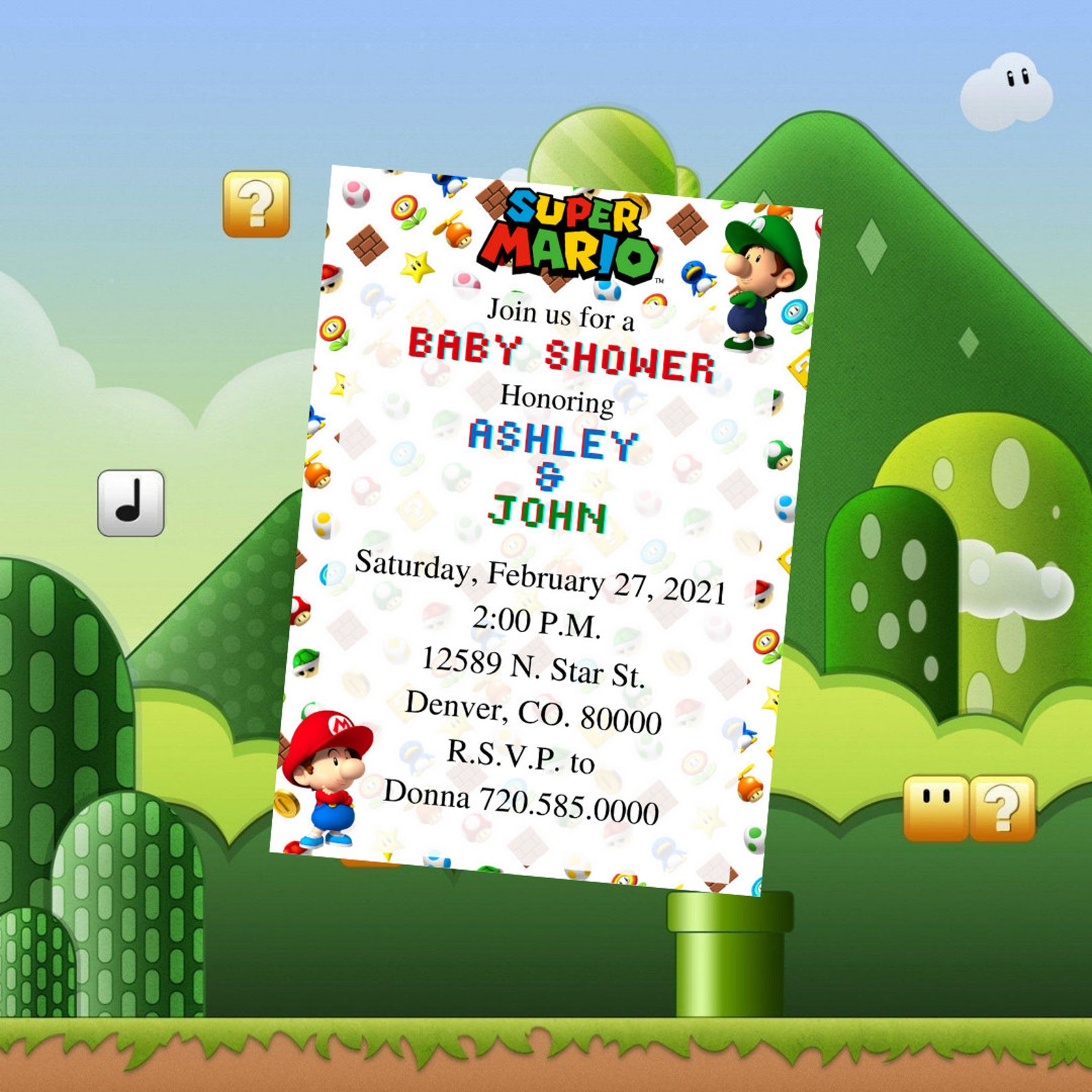 Super Mario Brothers Baby Shower Video Game Mario and | Etsy