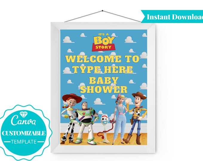 Welcome Sign Baby Shower Sign Baby Shower Sign It's a Boy Story Theme ...
