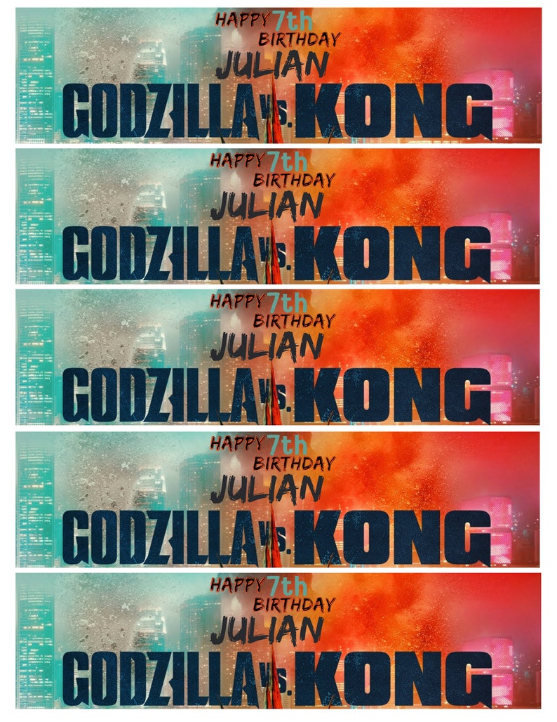 Godzilla Vs. Kong Water Bottle Label King of Monsters | Etsy