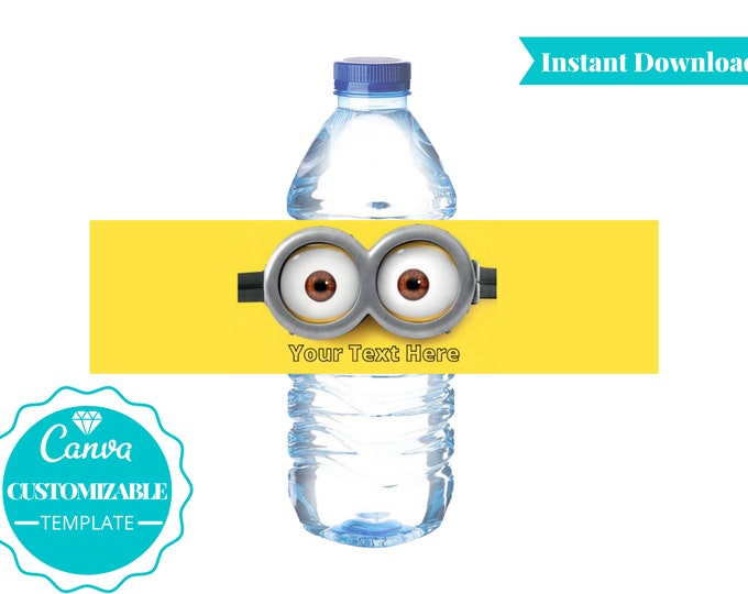 Minion Water Bottle Label Printable INSTANT DOWNLOAD Minion Birthday ...