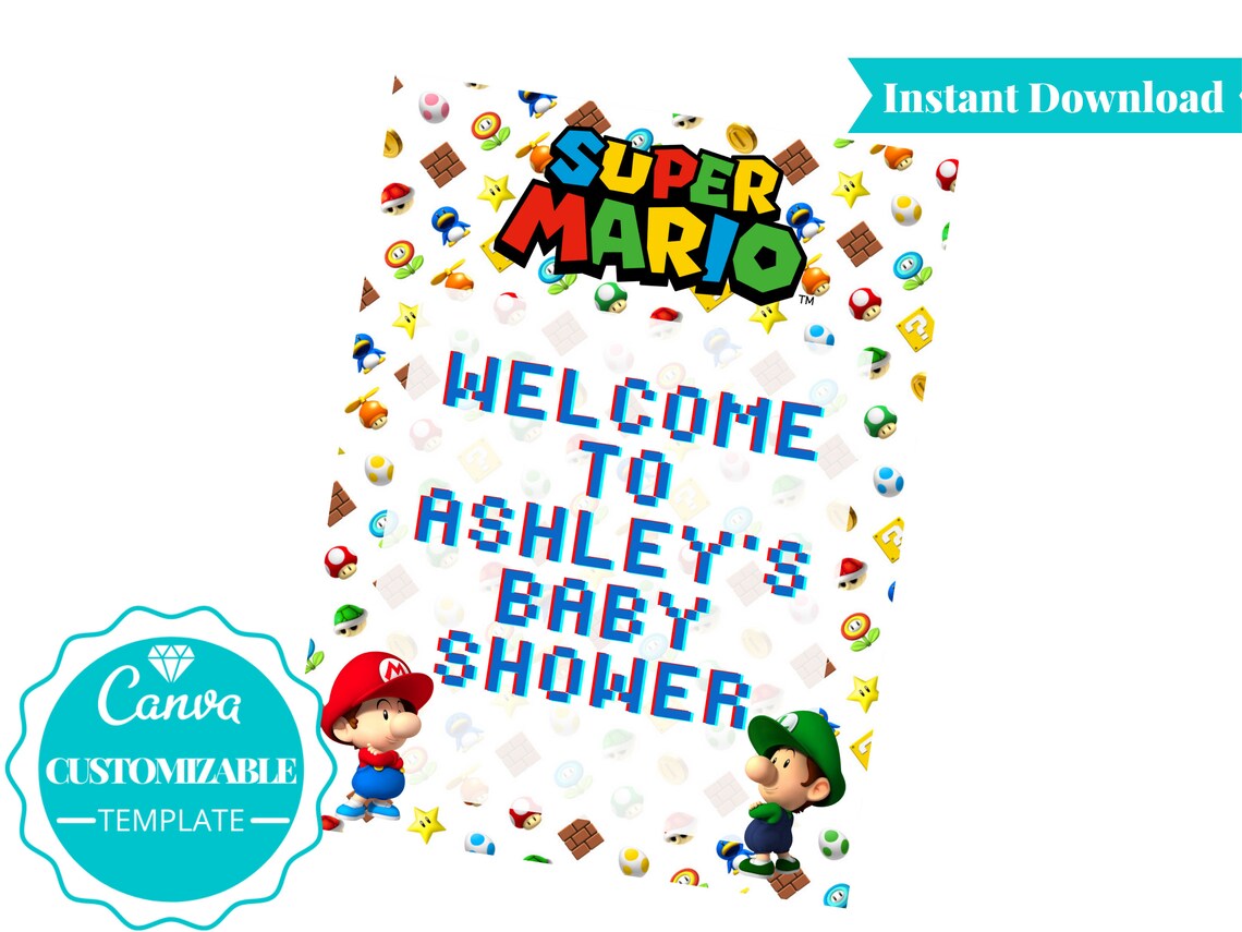 Super Mario Brothers Baby Shower Mario and Luigi Baby - Etsy