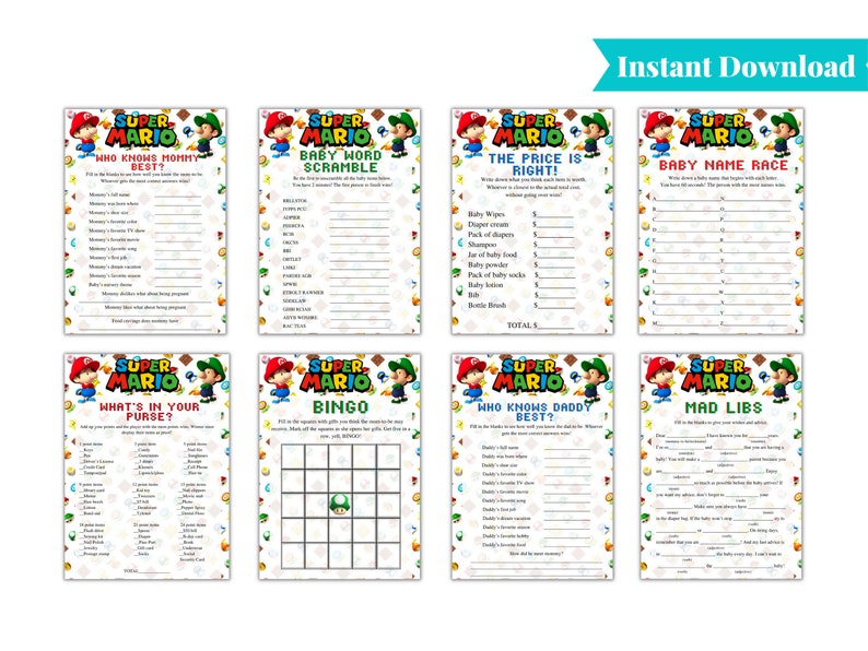 Super Mario Brothers Baby Shower Mario and Luigi Baby - Etsy